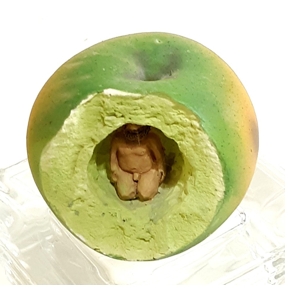 Clarecraft Sculpted Resin Apple With Hidden Tiny Human Figurine Inside ...