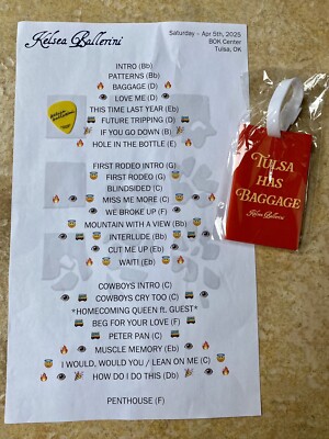 Kelsea Ballerini Patterns Tour Luggage Tag, Guitar Pick & Stage Setlist ...