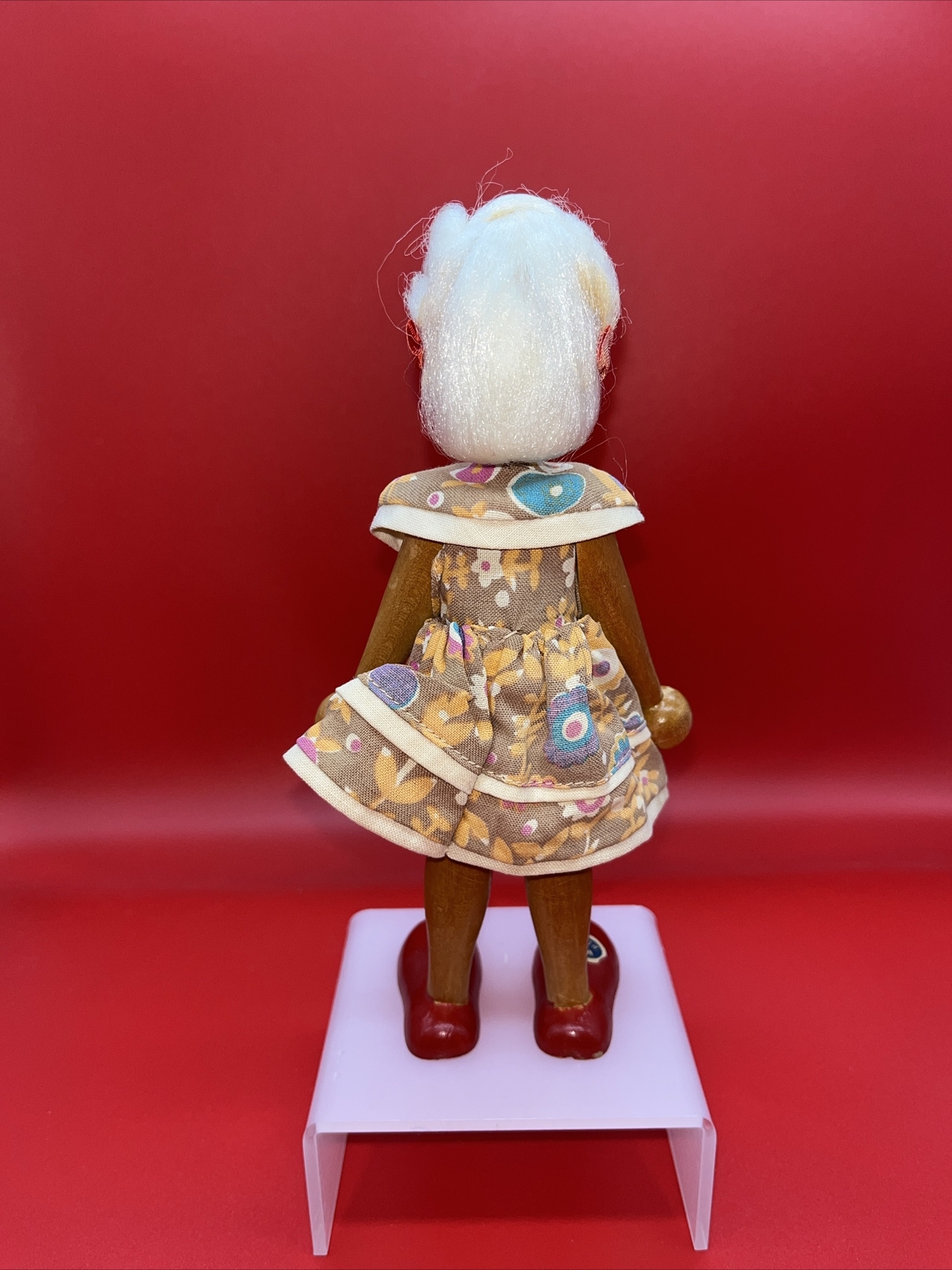 Vintage Polish Wood Peg Doll Girl Dressed Figurine Moveable Joints | eBay