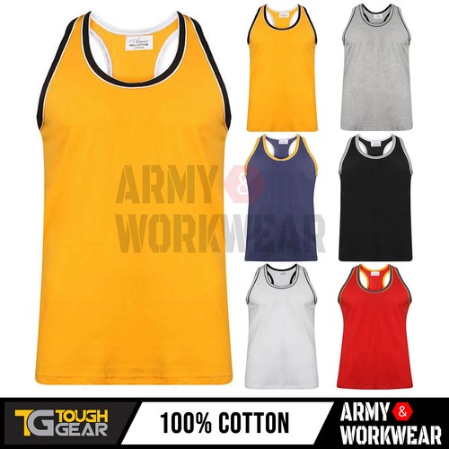 Mens Muscle Gym Vest Racer Back Tank T-Shirt Vests Training Top Fit 100 ...