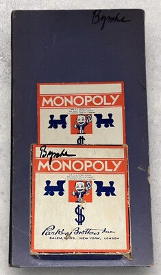 Vintage 1935 Blue Box Monopoly W/Rare 1933 Copyright "Darrow Board ...