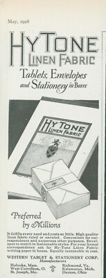 1928 Hytone Linen Fabric Tablet Envelope Stationery Boxes Vintage Print ...