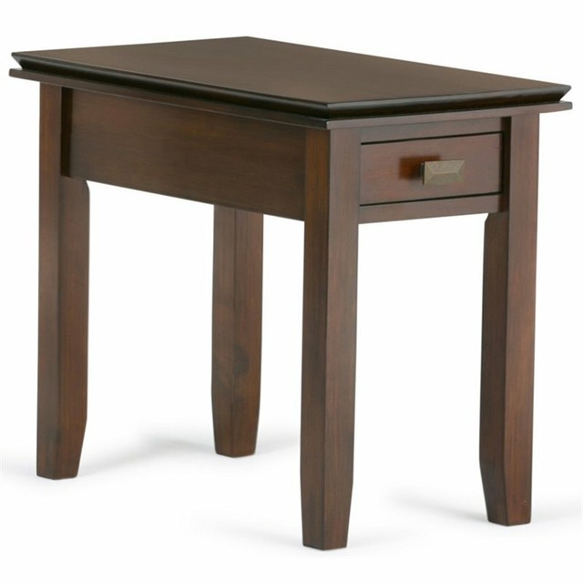 Artisan Solid Wood 14 Inch Wide Narrow End Side Table in Russet Brown ...