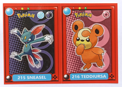 POKEMON POKEDEX Sticker EF #215-216 SNEASEL / TEDDIURSA Edition PERU ...
