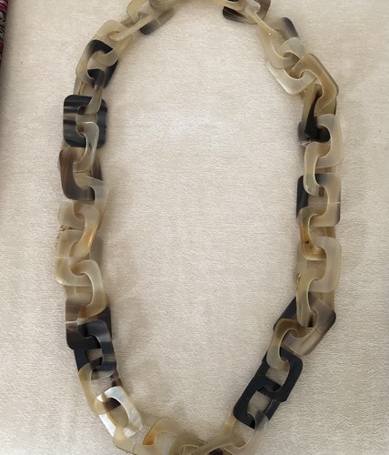 Vintage Chunky Tortoise Shell Coloured Lucite Necklace Link Chain Very ...