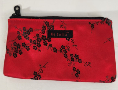 MODELLA COSMETIC CASE MAKEUP BAG POUCH ASIAN MANDARIN RED FLORAL DESIGN ...