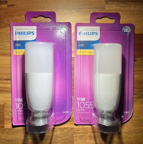 2 x Philips Stick Slim LED Light Globes Bulb 11W Bayonet Warm White ...