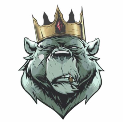 Crowned Scar Bear Face Iron On DIY Transfer Mobster Smoking 11" | eBay