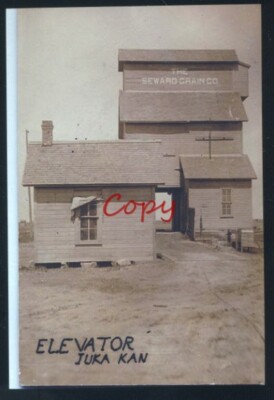 REAL PHOTO IUKA KANSAS GRAIN ELEVATOR TRAIN STATION DEPOT POSTCARD COPY ...