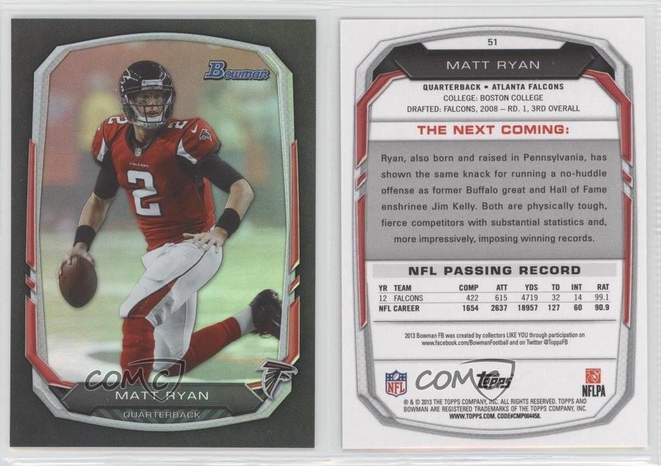 2013 Bowman Black Rainbow Foil Matt Ryan #51 b4y | eBay