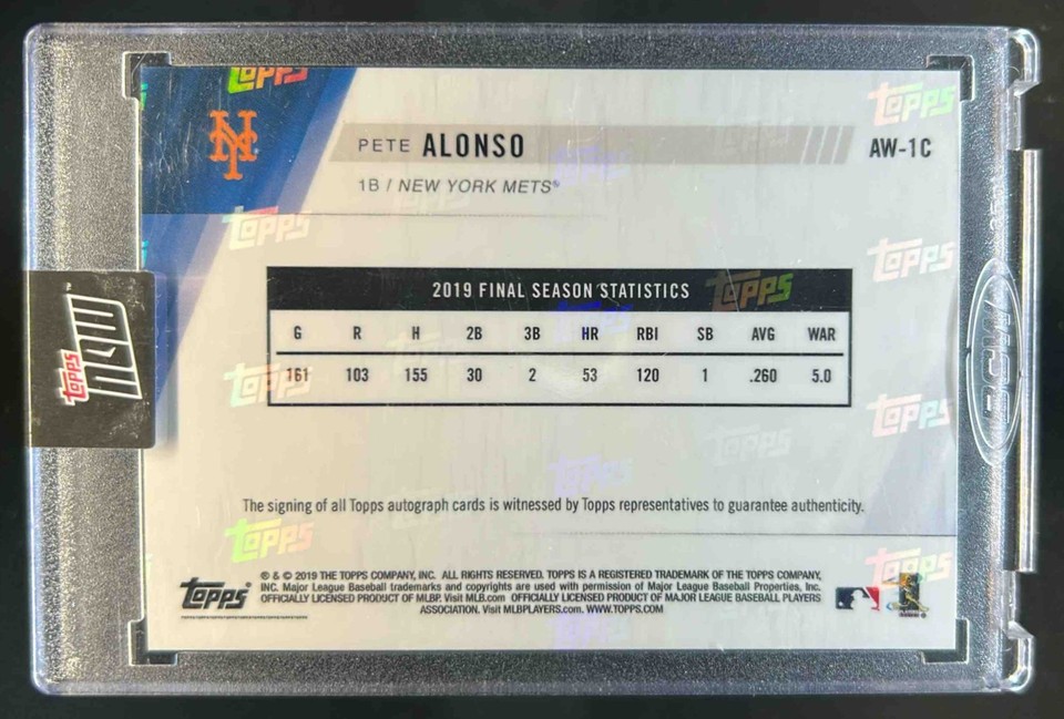 2019 Topps Now Pete Alonso Award Winners Purple Rookie Auto Autograph ...
