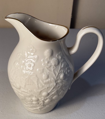 Vintage Lenox Ivory Porcelain Pitcher 24K Gold Trim Embossed Black ...