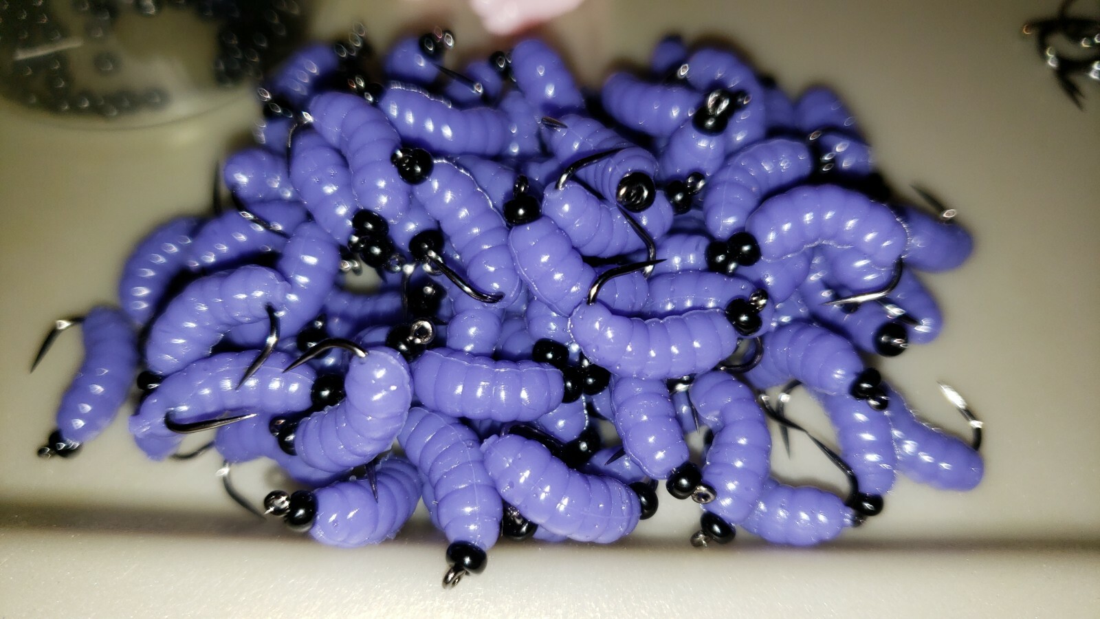 1 Dozen - #10 BH Rubber Grub - Lav Purple Wet Fly - Trout, Crappie, Pan ...