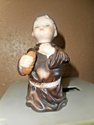 Vintage Porcelain Friar Monk Ringing Bell Figure/Very Thick Porcelain ...