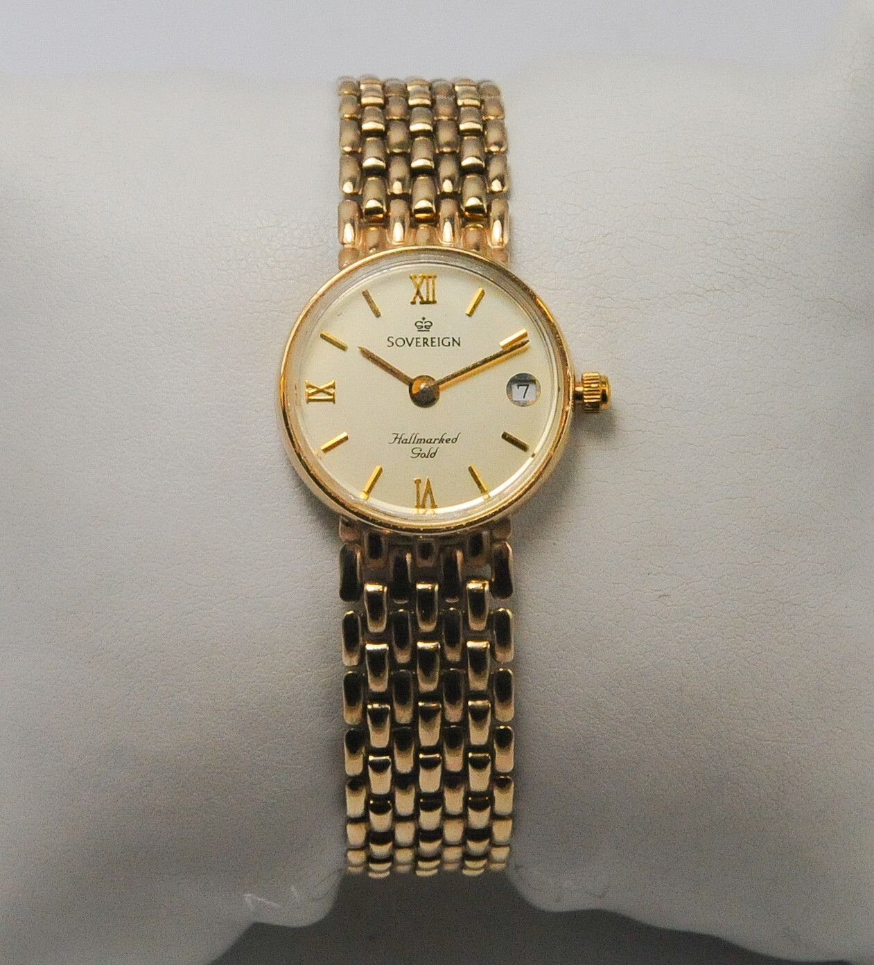 Ladies Sovereign Watch 9ct Yellow Gold Case and Bracelet with Safety ...