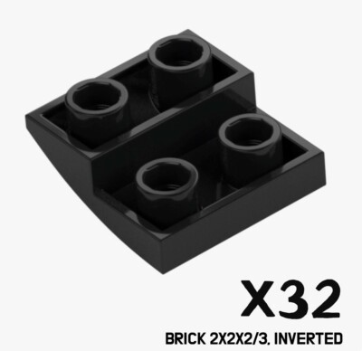 LEGO X32 BRICK 2X2X2/3, INVERTED BOW BLACK COLOR 6211476 32803 | eBay