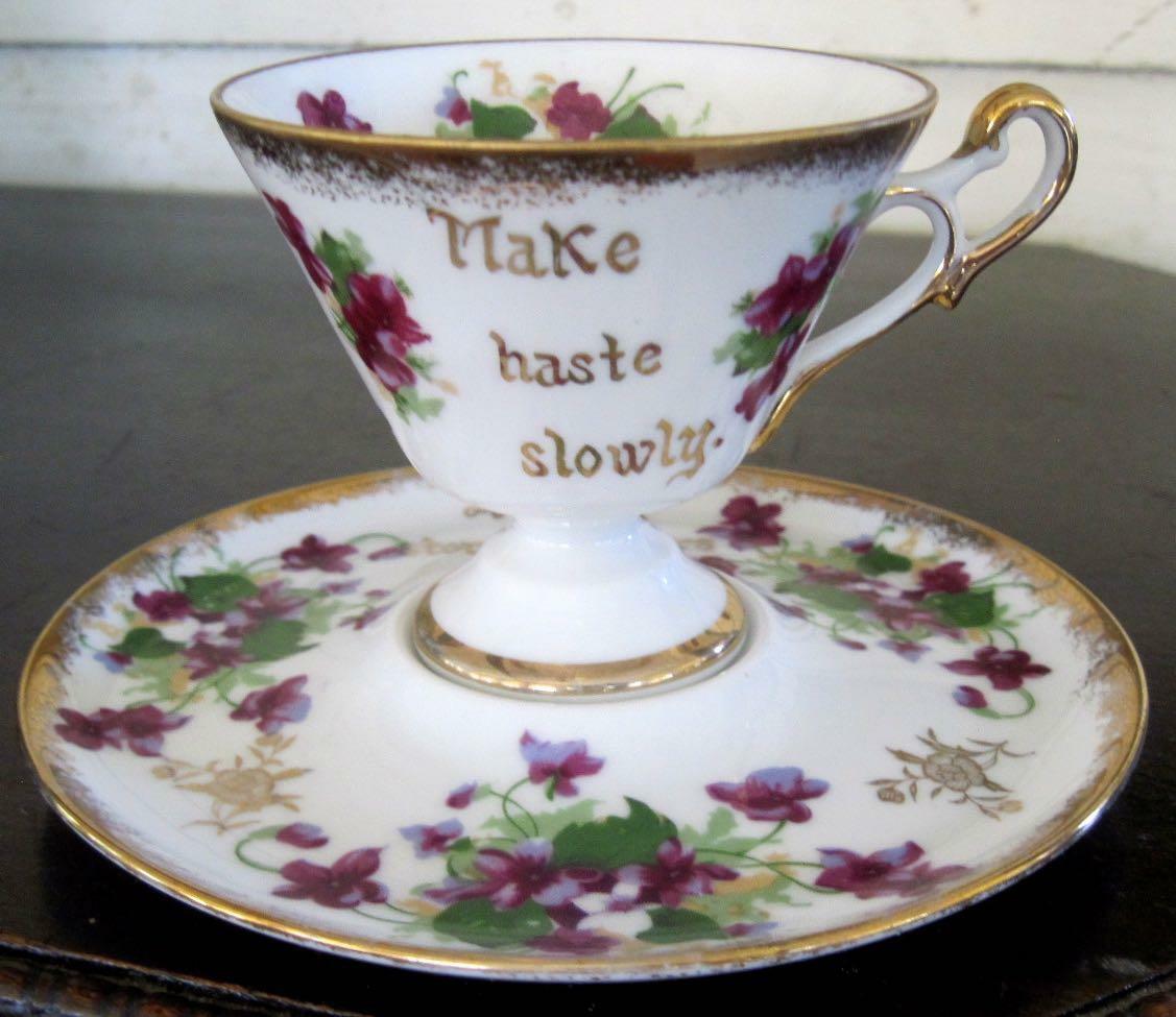 Royal Halsey Violets and Gold Trimmed Footed Tea Cup and Saucer | eBay