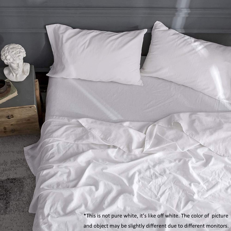 Simple&Opulence Belgian Linen Sheet Set Solid Color - 4 Pieces (1 Flat ...