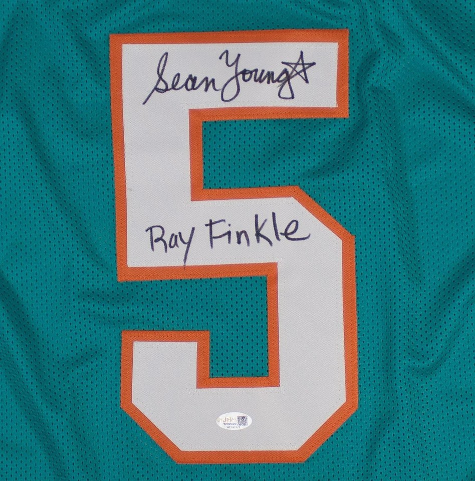 Sean Young Signed Laces Out Jersey Insc "Ray Finkle" (JSA) Ace Ventura ...