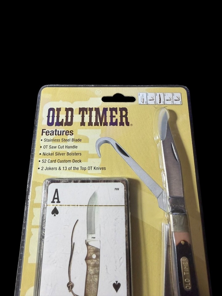 OLD TIMER Blazer/Card Combo Fixed Blade Knife Gut Hook Stainless Steel ...