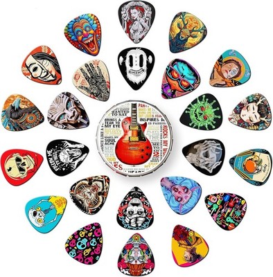 Guitar Picks, 24 Pcs Cool Guitar Pick Thin, Medium, Heavy Guitar Pics ...