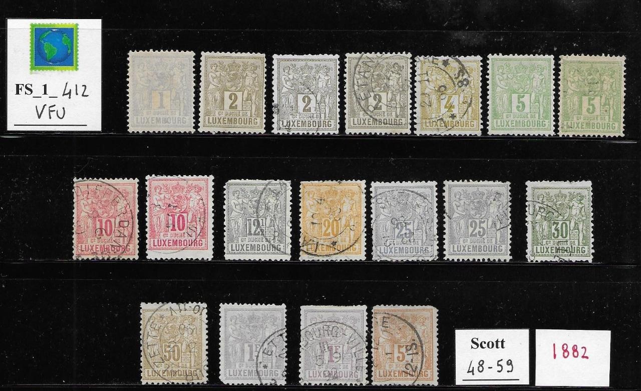 FS_1_412 LUXEMBOURG-Valuable lot of 1882 stamps w. key stamps. Scott 48 ...