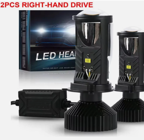 2pcs H4 LED Projector Headlight Globes 12V 45W 6000K Bi LED Lens ...