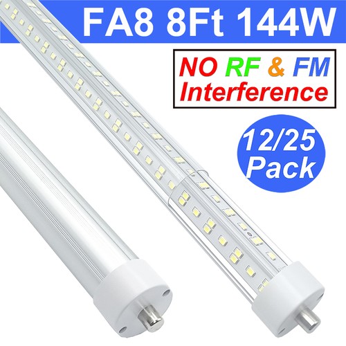 8 Foot Single Pin Led Tube Light Bulbs 144W 6500K 8Ft Led Shop Lights ...
