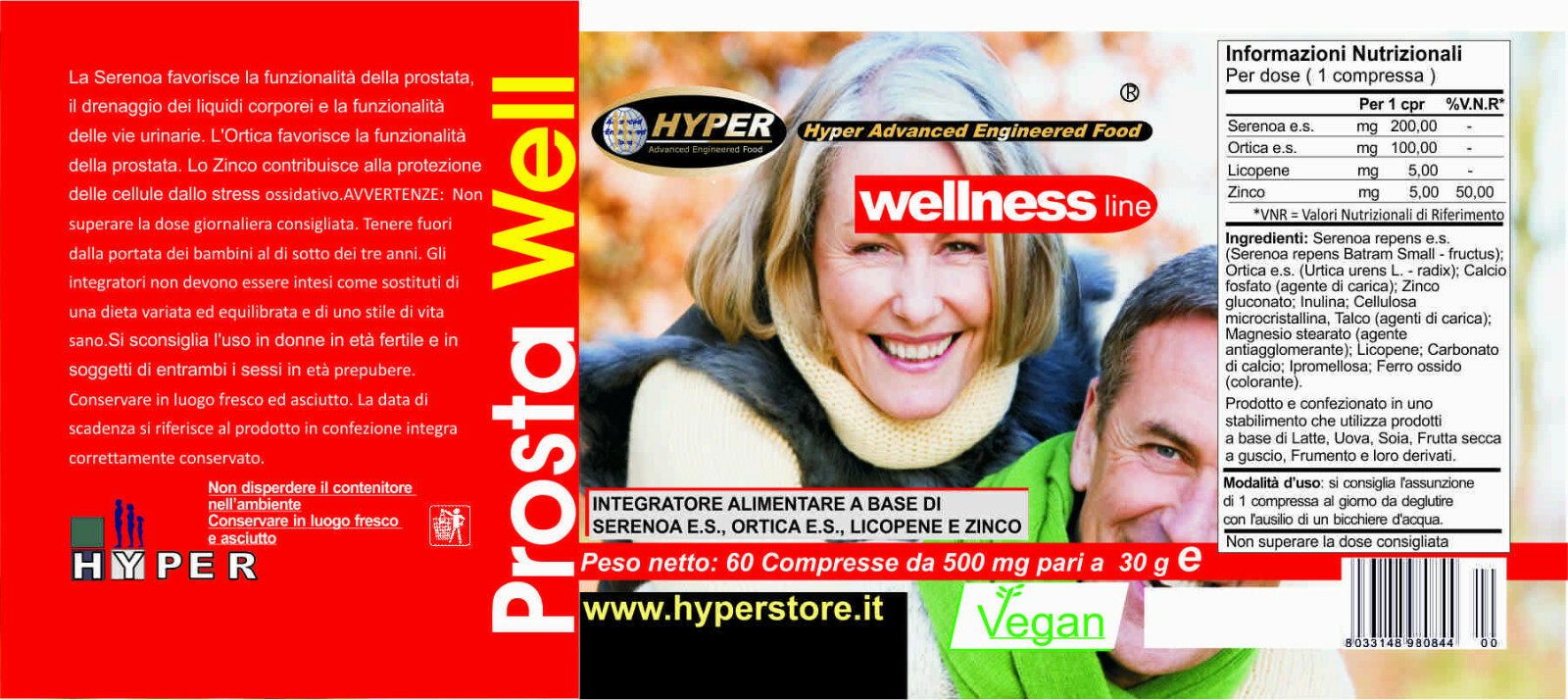 PROSTAWELL Integratore Prostata Serenoa Ortica Licopene ipertrofia 2 ...