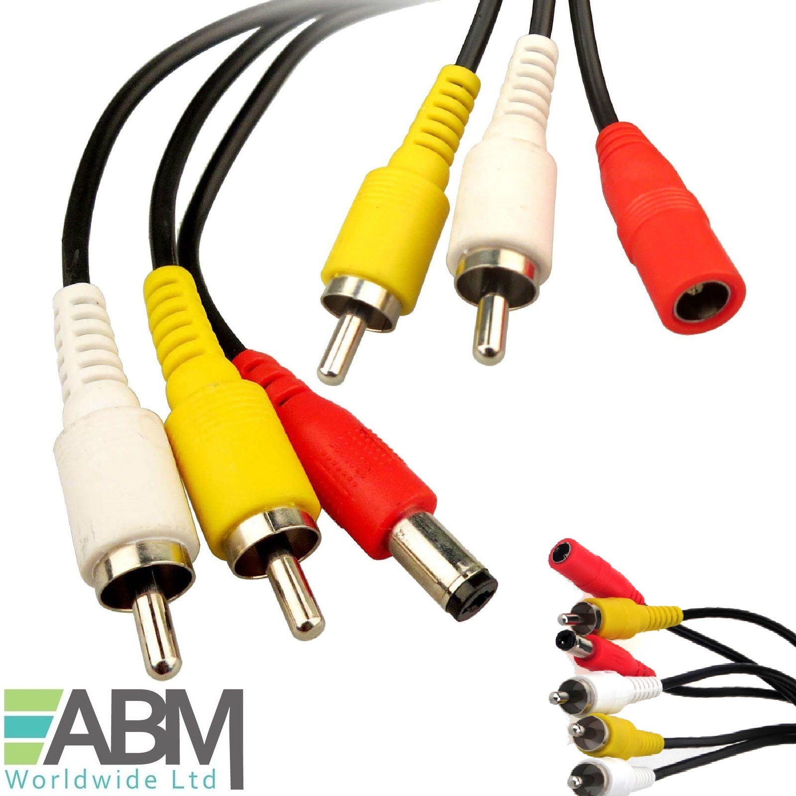 CCTV CAMERA RCA CABLE 50m Phono Audio Video AV DC Power Extension Lead ...