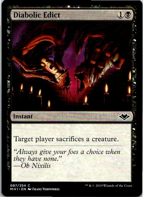 Diabolic Edict Magic The Gathering Modern Horizons Card Mint X1 | eBay