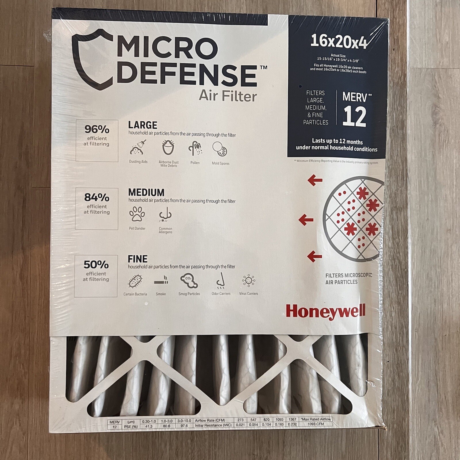 Honeywell Home Air Filter Micro Defense 16 x 20x 4 12 Merv L050424 | eBay