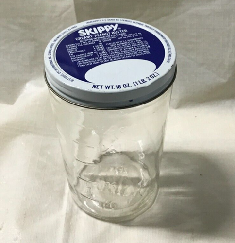 Vintage 80s Skippy Peanut Butter Glass Jar w/ Lid 18oz -Empty -1778 | eBay