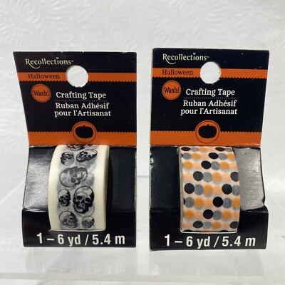 Lot 2 Recollections Halloween Washi Crafting Tape Skulls Skeleton Black ...