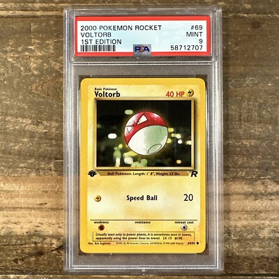 2000 Pokemon Team Rocket 1st Edition Voltorb 69/82 PSA 9 MINT Graded ...