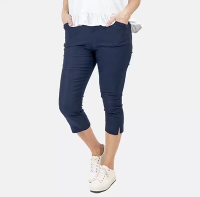 Ladies EMELIA Classic Navy Bengaline Crop Trousers Comfort Size S | eBay UK