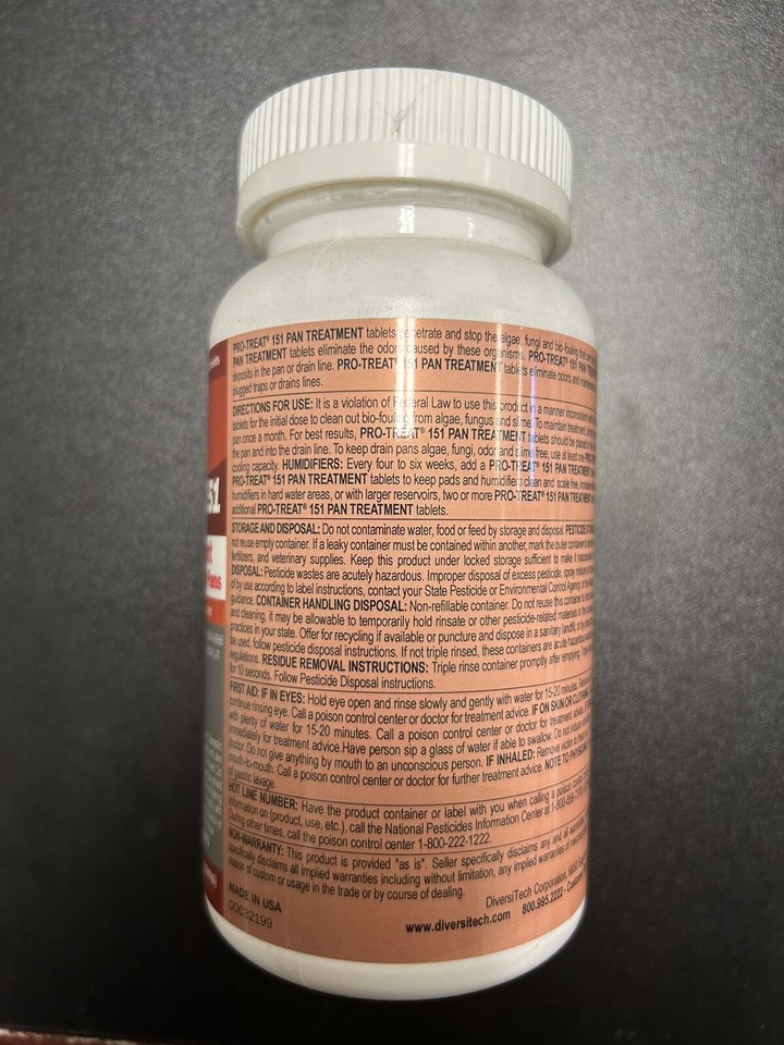 Pro Treat 151 PT151 (100 Tablets) Drain Pan Treatment Tablet No Odors ...