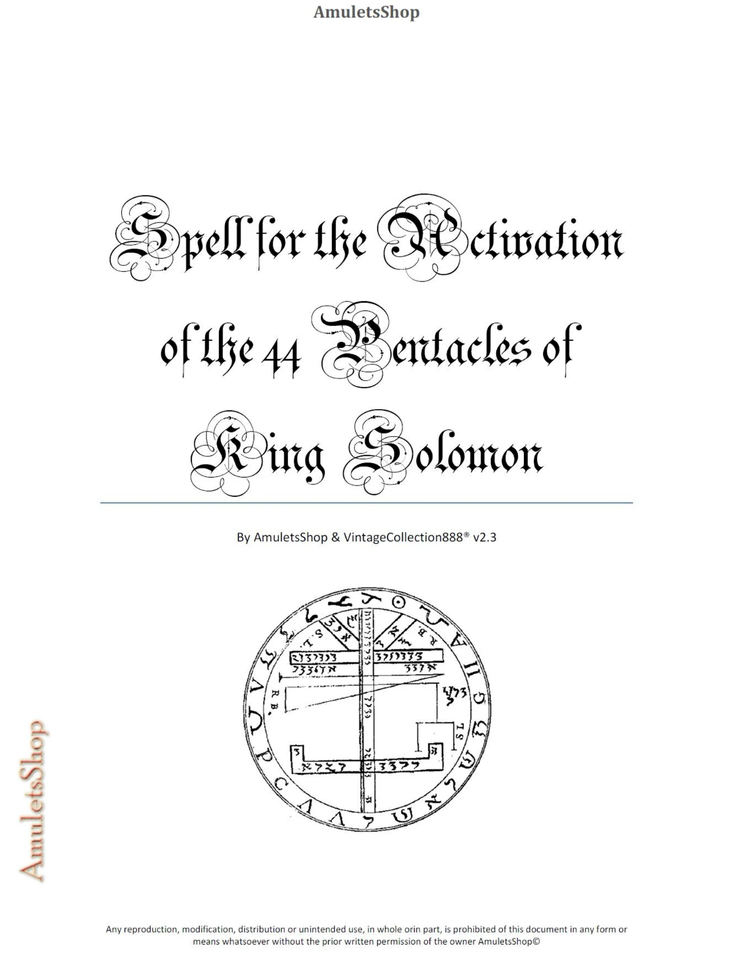 King Solomon 44 Pentacles, Golden Steel pendants Solomon Seals ...