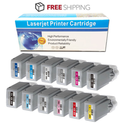 Set of 12 Color PFI-1000 Adaptable Ink Cartridge Fit Canon ImagePROGRAF ...