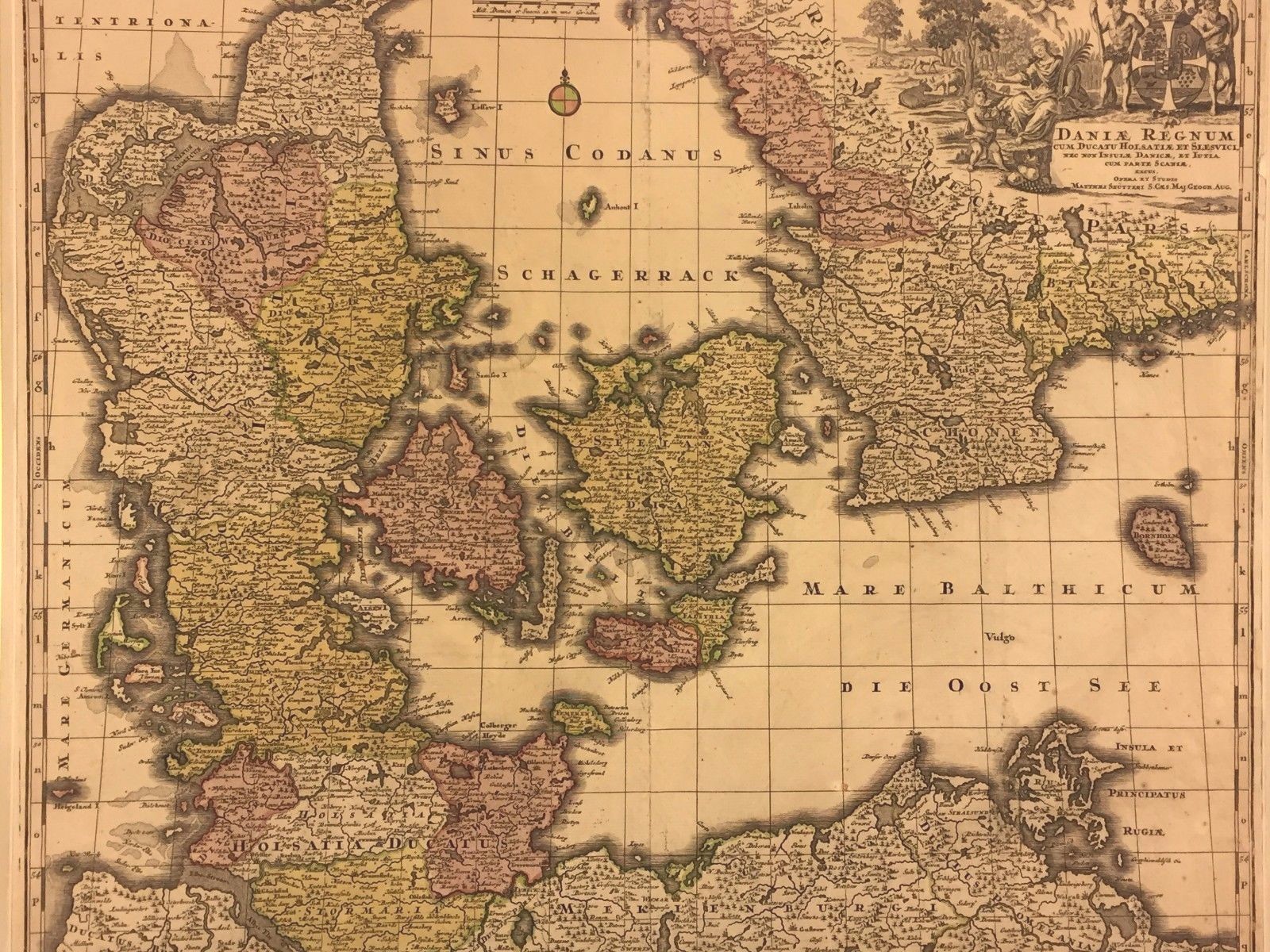 Map of the Kingdom of Denmark Titled "Dantae Regnum" by Matthaus ...
