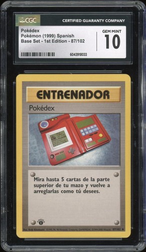 1999 Pokemon SPANISH 1st Edition Base Set Pokedex 87/102 CGC 10 GEM ...