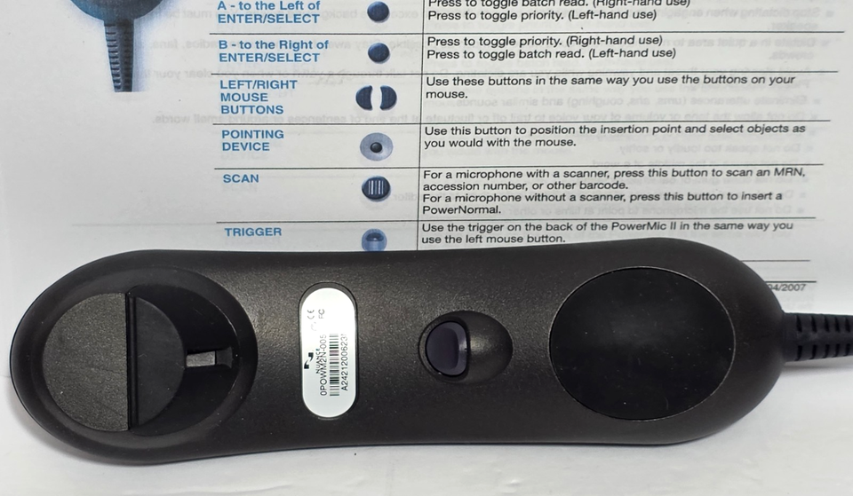 NUANCE 0POWM2S-005 POWERMIC II DICTATION MICROPHONE | eBay