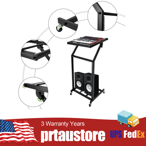 16U Rack Mount DJ Mixer Case Stand Studio Equipment Cart Stage Amp ...