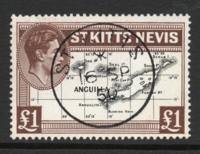 St Kitts 1938-50 £1 Black & brown SG 77f Fine used. (R2026) | eBay