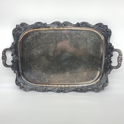 Antique 1890 Victorian EPC Silver Plate 27" x 17" Butler Serving Tray w ...