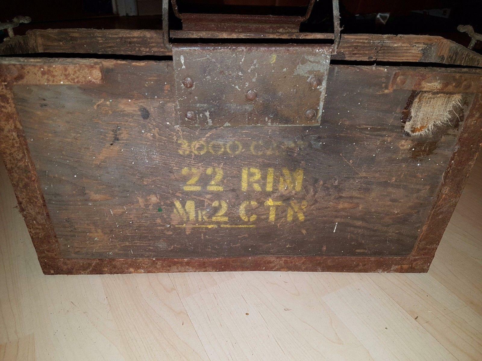 Vintage Metal Military Army Black Ammo Ammunition tin Box 22 rim Mk2 ...