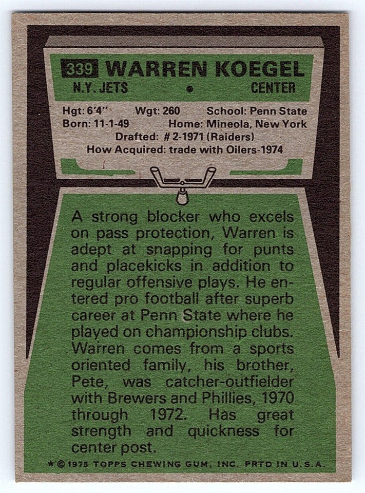 1975 Topps #339 Warren Koegel Excellent | eBay