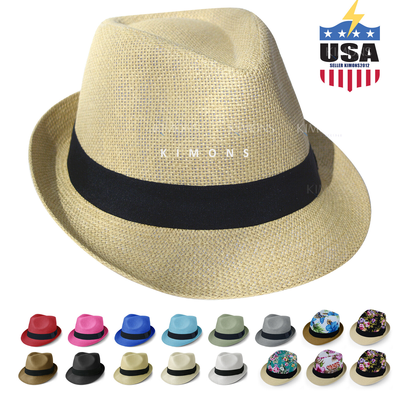 Straw Fedora Hat Trilby Cuban Cap Summer Beach Sun Panama Short Brim ...