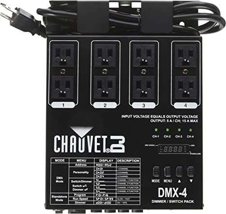 Chauvet DJ DMX-4 LED Lighting Dimmer/Relay Pack 4-Channel Dimmer/Cwitch ...