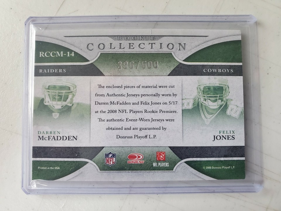 Darren McFadden & Felix Jones - Dual Player-Worn Rookie Jersey Card | eBay